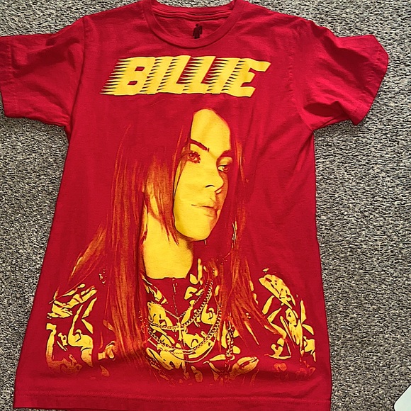 Amazon | Shirts & Tops | Billie Eilish Racer Logo Jumbo Red Tshirt ...